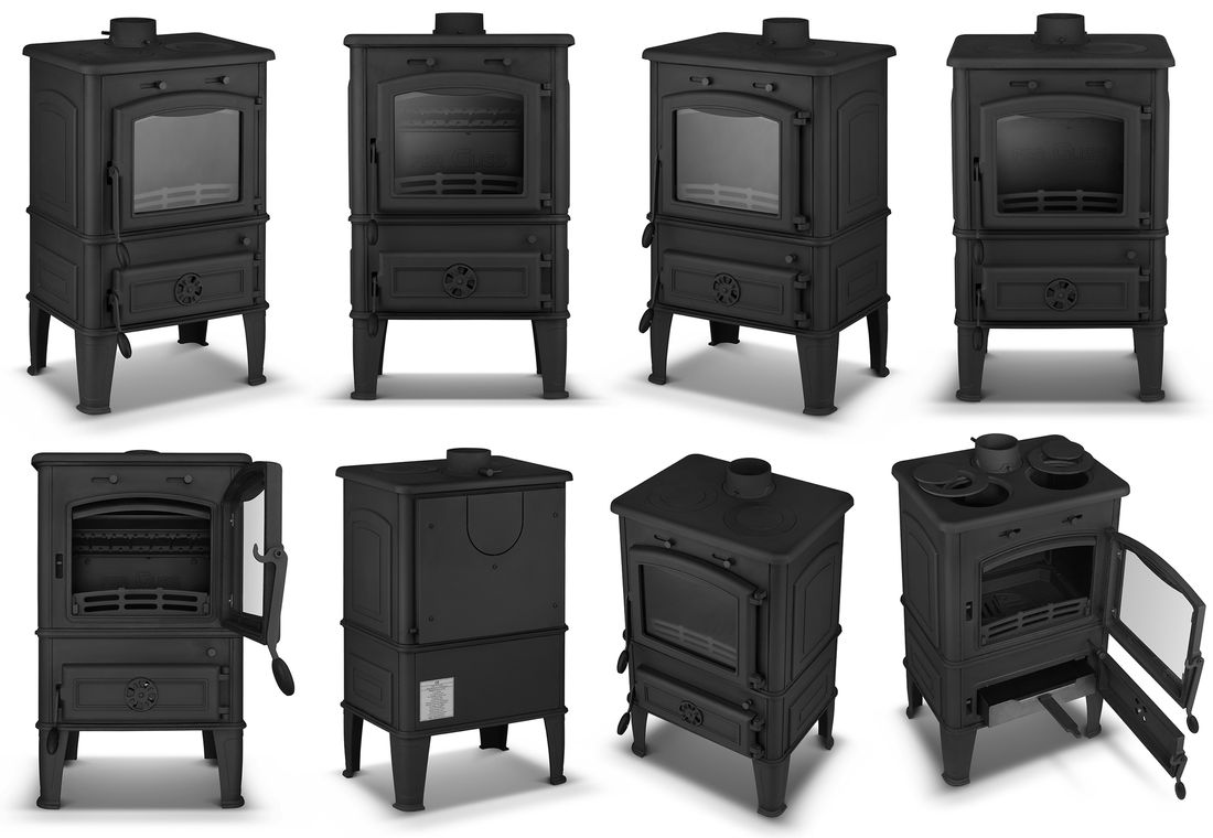 Kominek piec koza żeliwny z płytą grzewczą fajerką FERGUSS MAGMA 10 ...