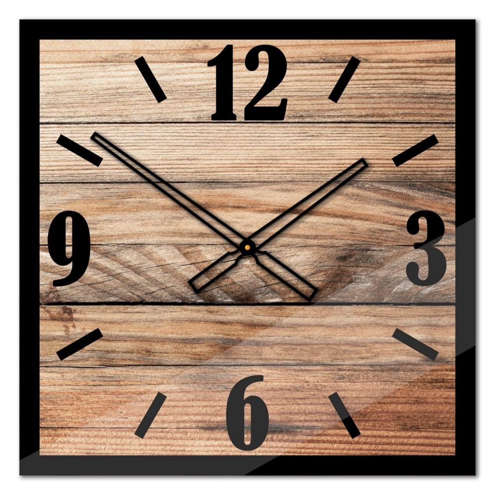 Kwadratowy szklany loftowy zegar ścienny Modern Wood X2 50 cm - ERLI.pl Kwadratowy szklany loftowy zegar ścienny Modern Wood X2 50 cm - ERLI.pl
