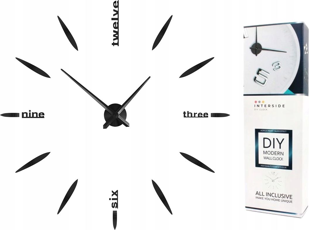 ZEGAR ŚCIENNY DUŻY NOWOCZESNY NAKLEJANY DIY CZARNY - ERLI.pl ZEGAR ŚCIENNY DUŻY NOWOCZESNY NAKLEJANY DIY CZARNY - ERLI.pl
