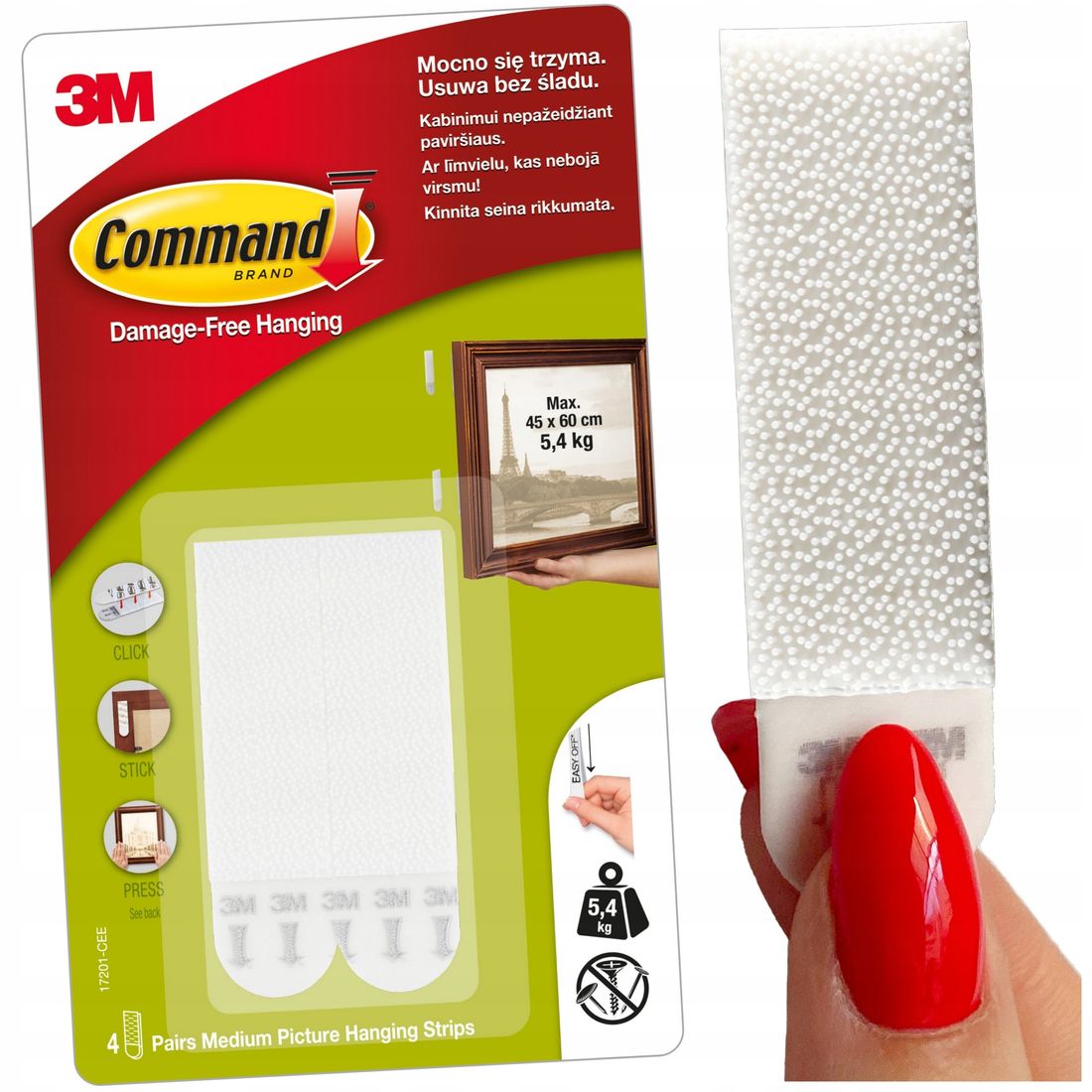 Rzepy do obrazów 3M Command średnie 8 szt 5,4 Kg - ERLI.pl