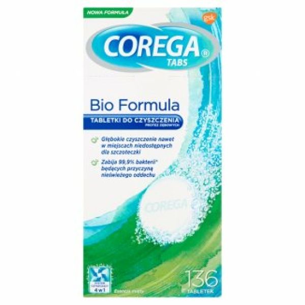 Corega Tabs Bio Formula, tabletki do czyszczenia protez zębowych, 136 ...