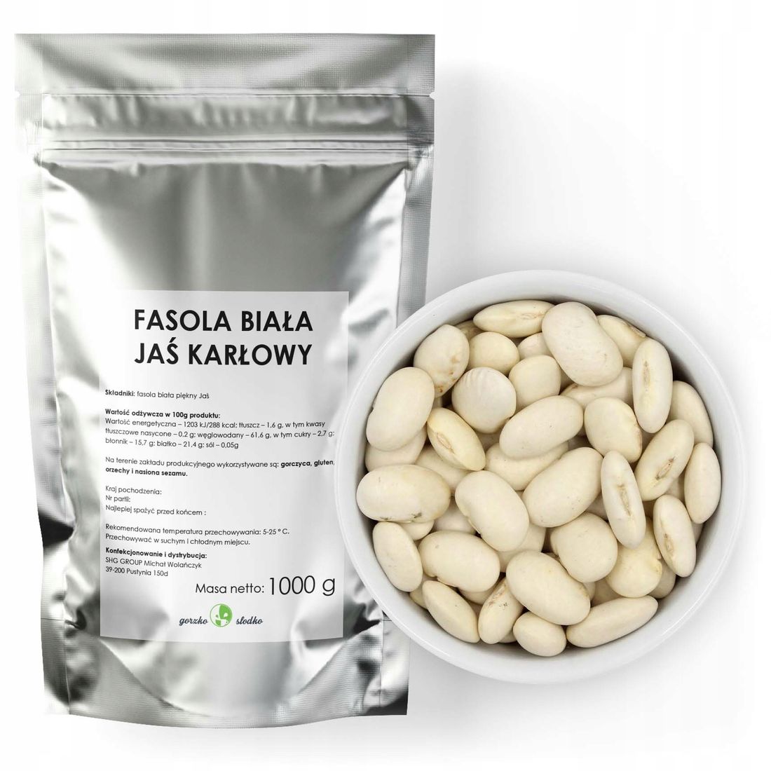 FASOLA BIAŁA JAŚ fasolka nasiona Jaś karłowy 1kg - ERLI.pl