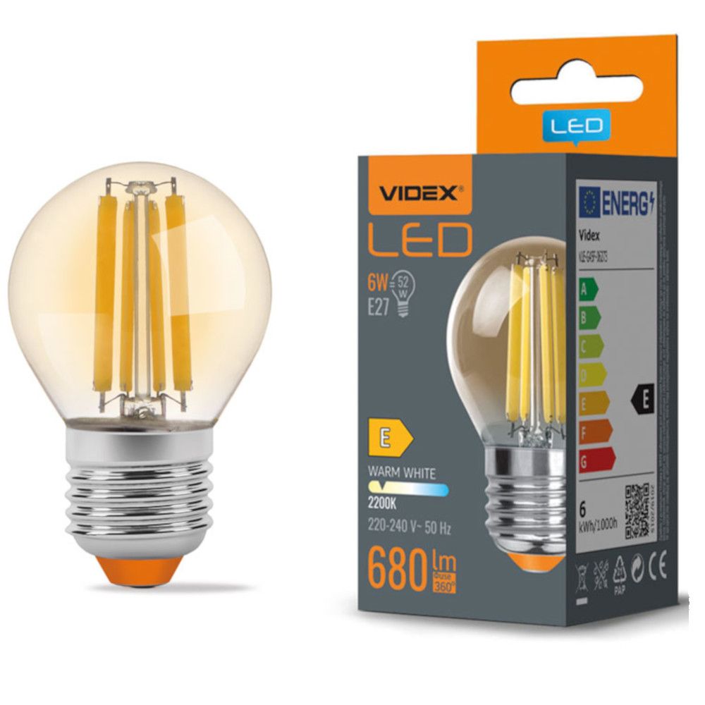 Żarówka Led E27 Filament 6W G45 AMBER CIEPŁA - ERLI.pl Żarówka Led E27 Filament 6W G45 AMBER CIEPŁA - ERLI.pl