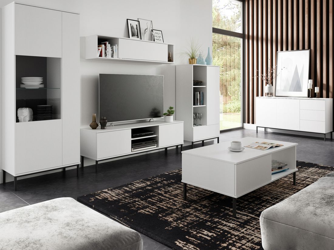 Meble loftowe do salonu QUARTE Białe - ERLI.pl