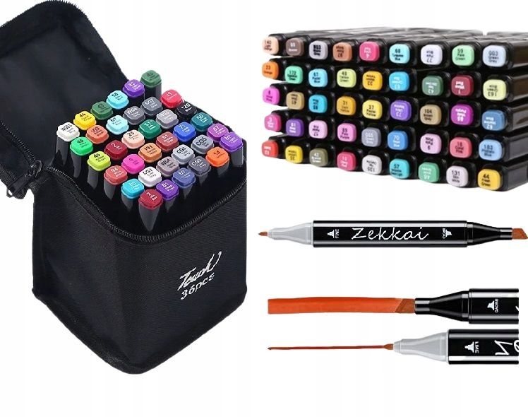 MAZAKI MARKERY ALKOHOLOWE W ETUI TOUCH ART 36szt - ERLI.pl
