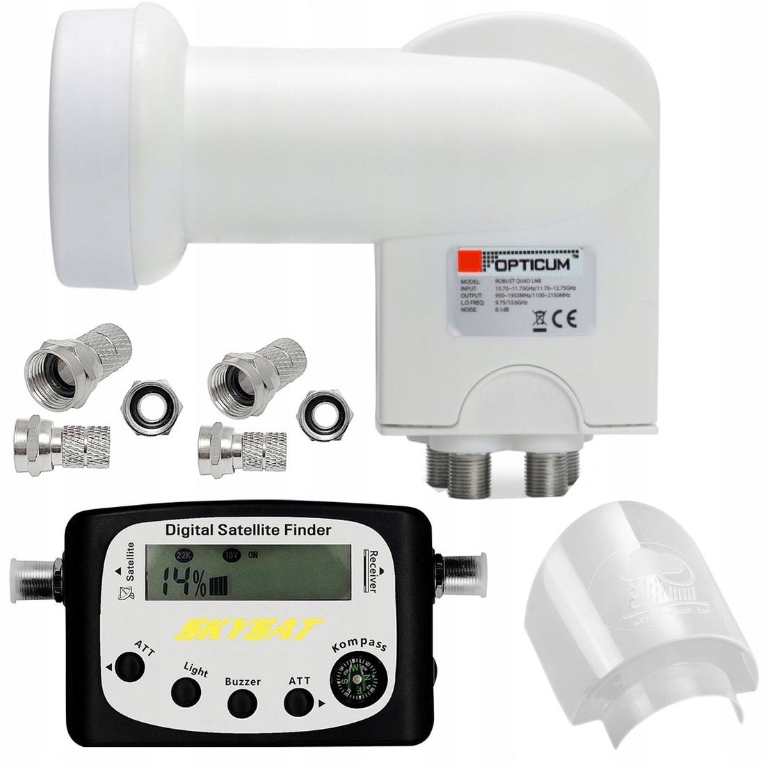 KONWERTER Quad 4K FullHD + MIERNIK Satelitarny - ERLI.pl