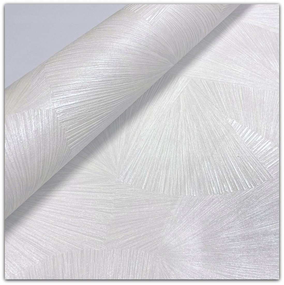 TAPETY TAPETA BIAŁA GEOMETRYCZNE WACHLARZE WINYL – 134530220 - ERLI.pl