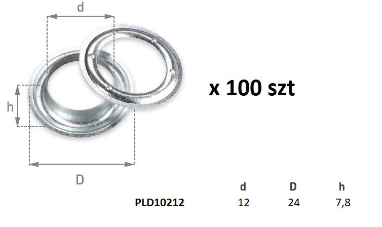 Oczko do plandeki oczka plandeki fi 12 - 100 szt - ERLI.pl