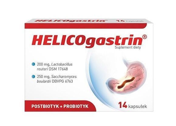 Helicogastrin, postbiotyk + probiotyk, helicobacter na wrzody, 14 ...