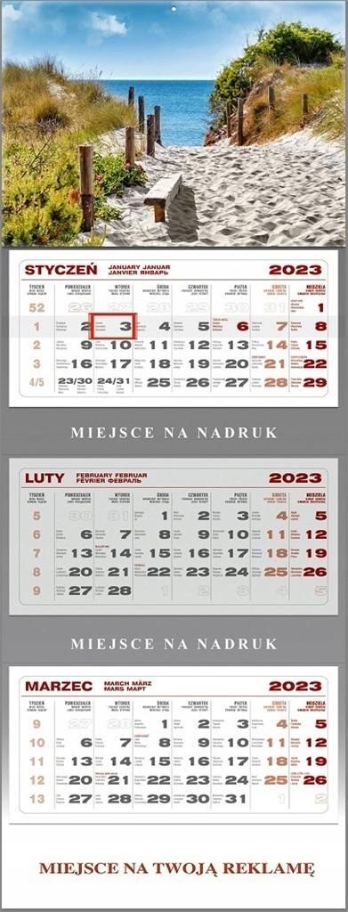 KALENDARZ ŚCIENNY TRÓJDZIELNY NA ŚCIANĘ 2023 MORZE – 134846689 - ERLI.pl