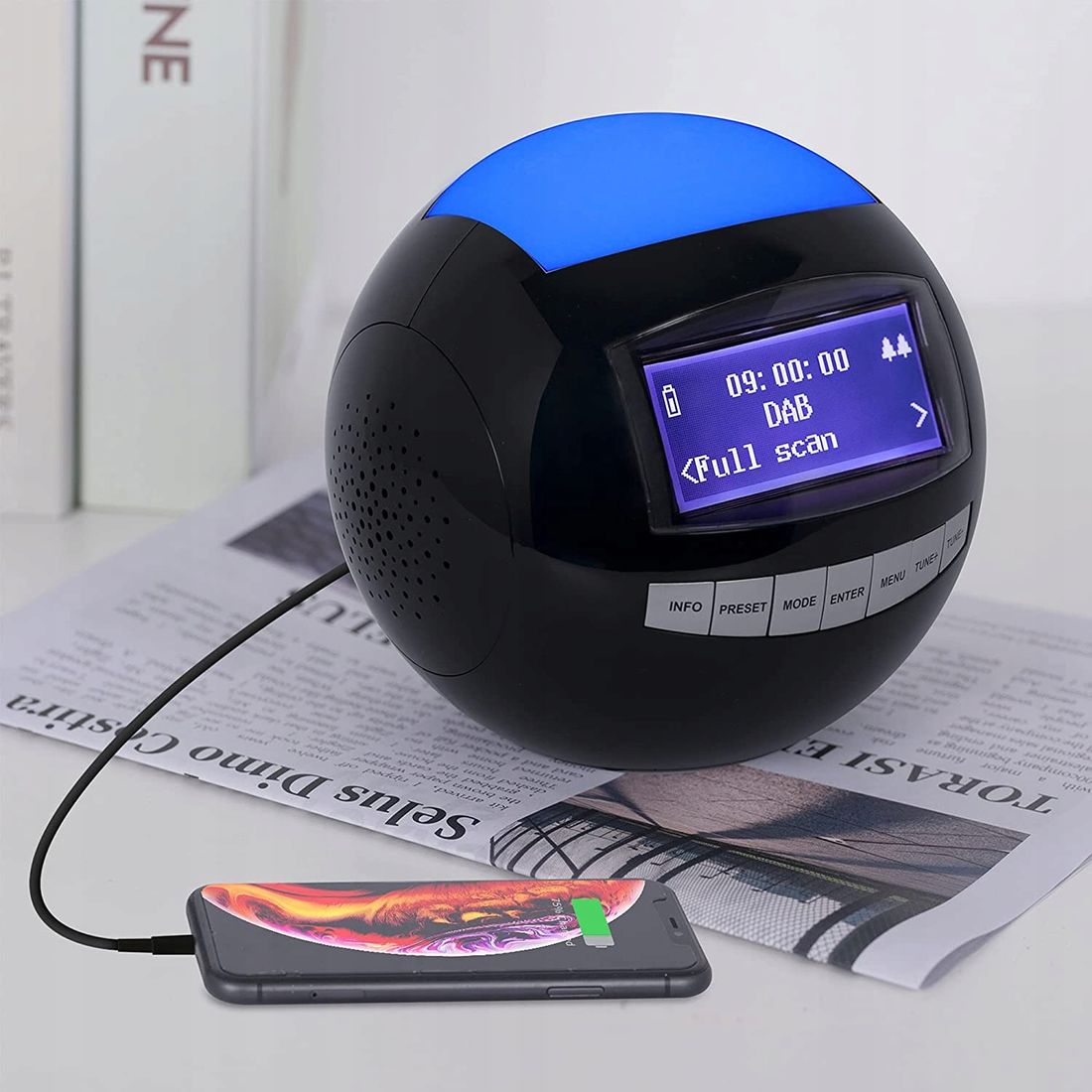 Zegar budzik Mesqool CR1002 DAB FM czarny 15cm - ERLI.pl