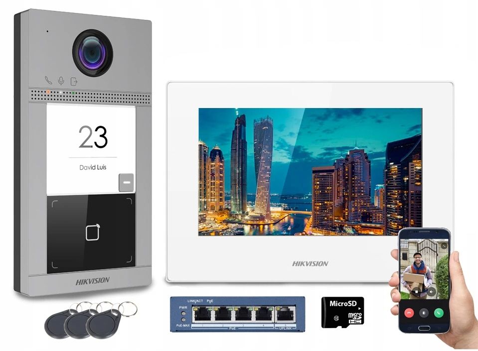 WIDEO DOMOFON Videodomofon IP WiFi KIS604-S-W Apka - ERLI.pl