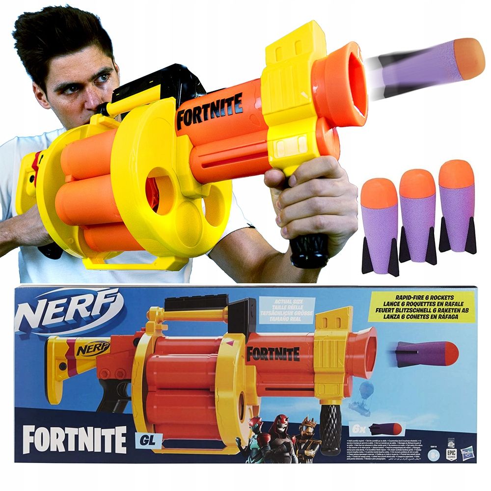NERF FORTNITE GL BAZOOKA GANATNIK + 6 RAKIET E8910 HASBRO WYRZUTNIA ...