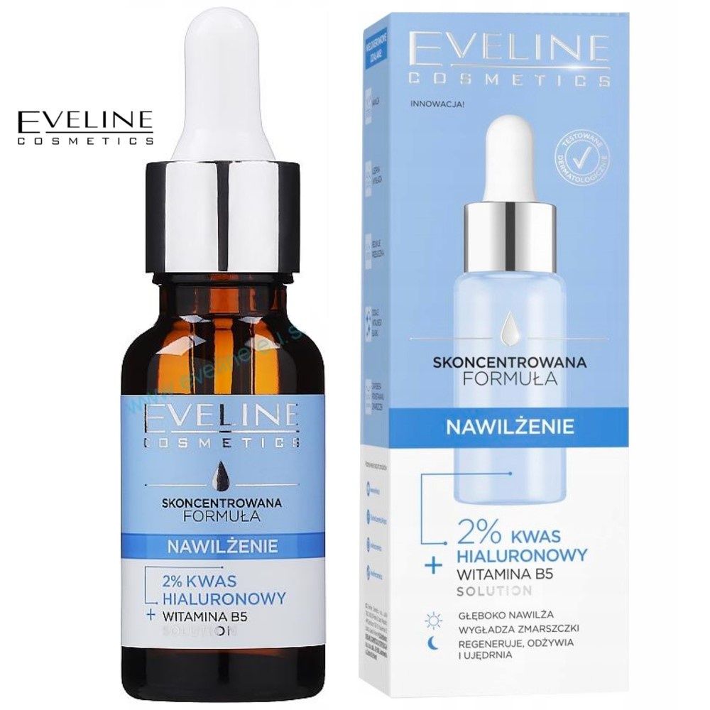 Eveline Skoncentrowane Serum 2% Kwas hialuronowy i Witamina B5 18ml - ERLI.pl