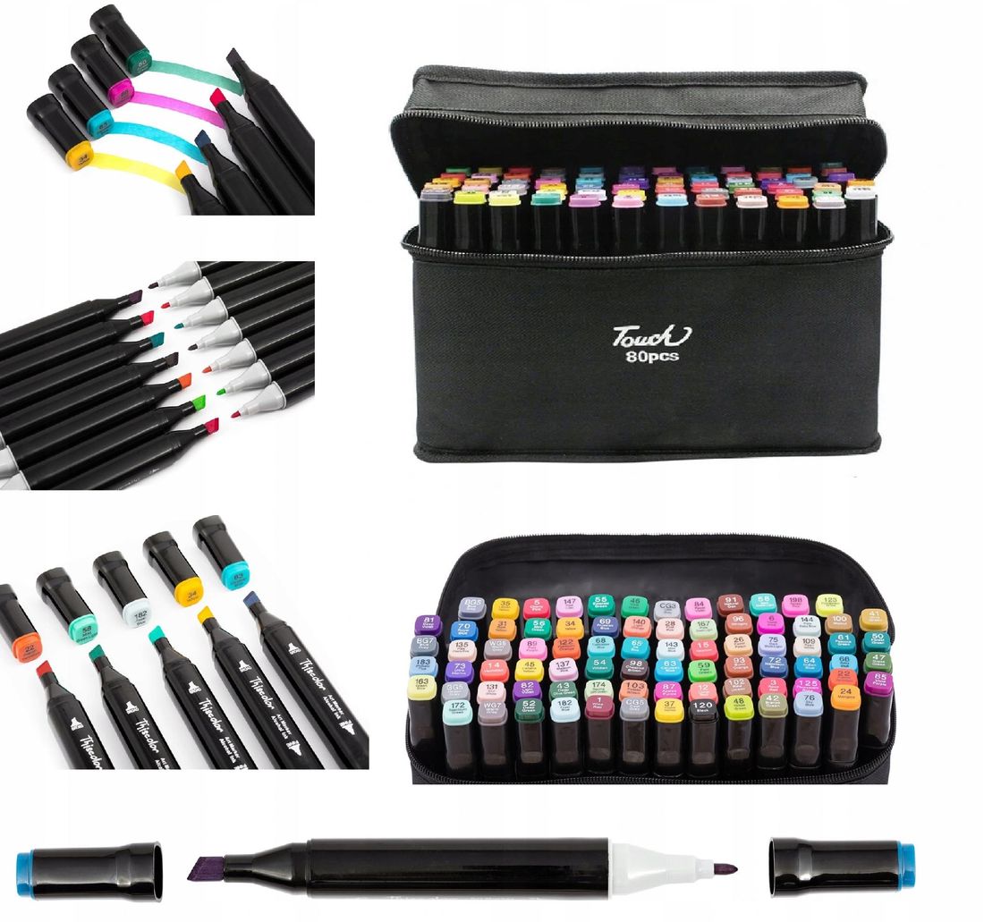 Touch Cool Pro Markery Alkoholowe Zestaw 80 Sztuk - ERLI.pl
