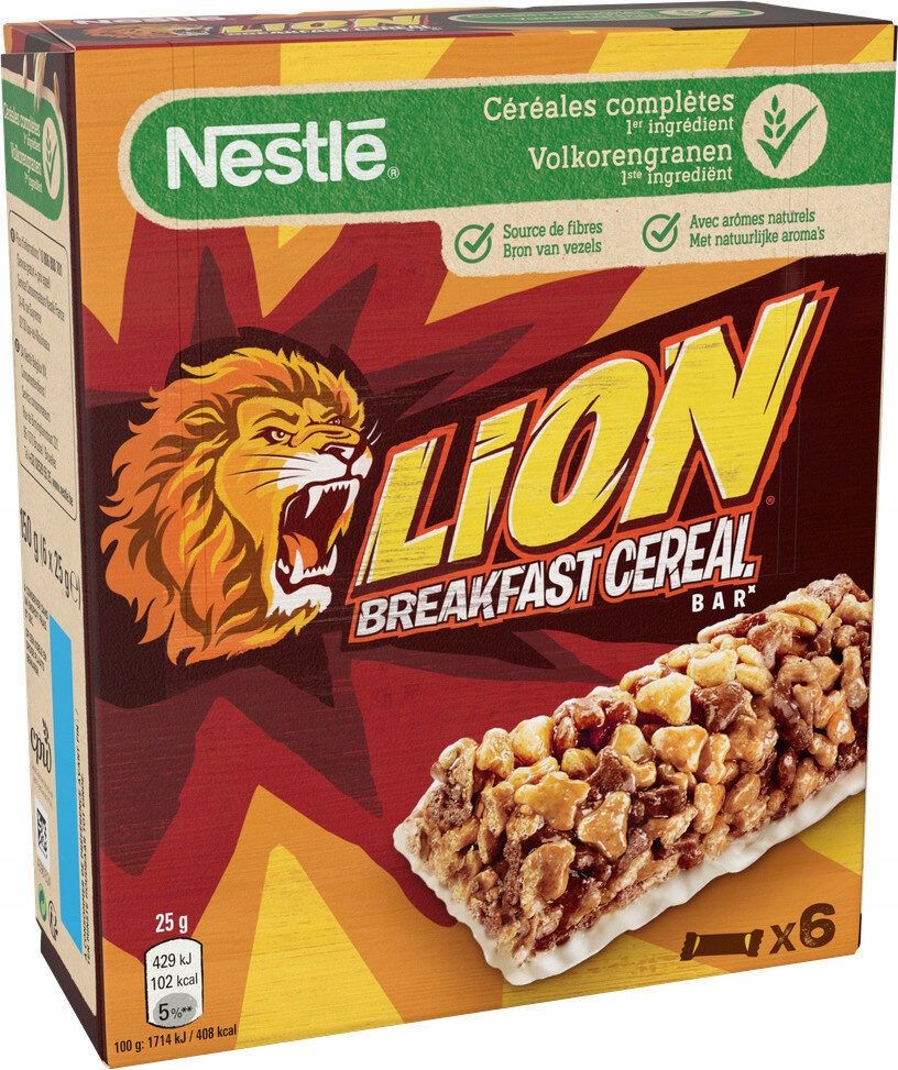 1x 150g NESTLE Lion breakfast cereal baton 6pak UK - ERLI.pl