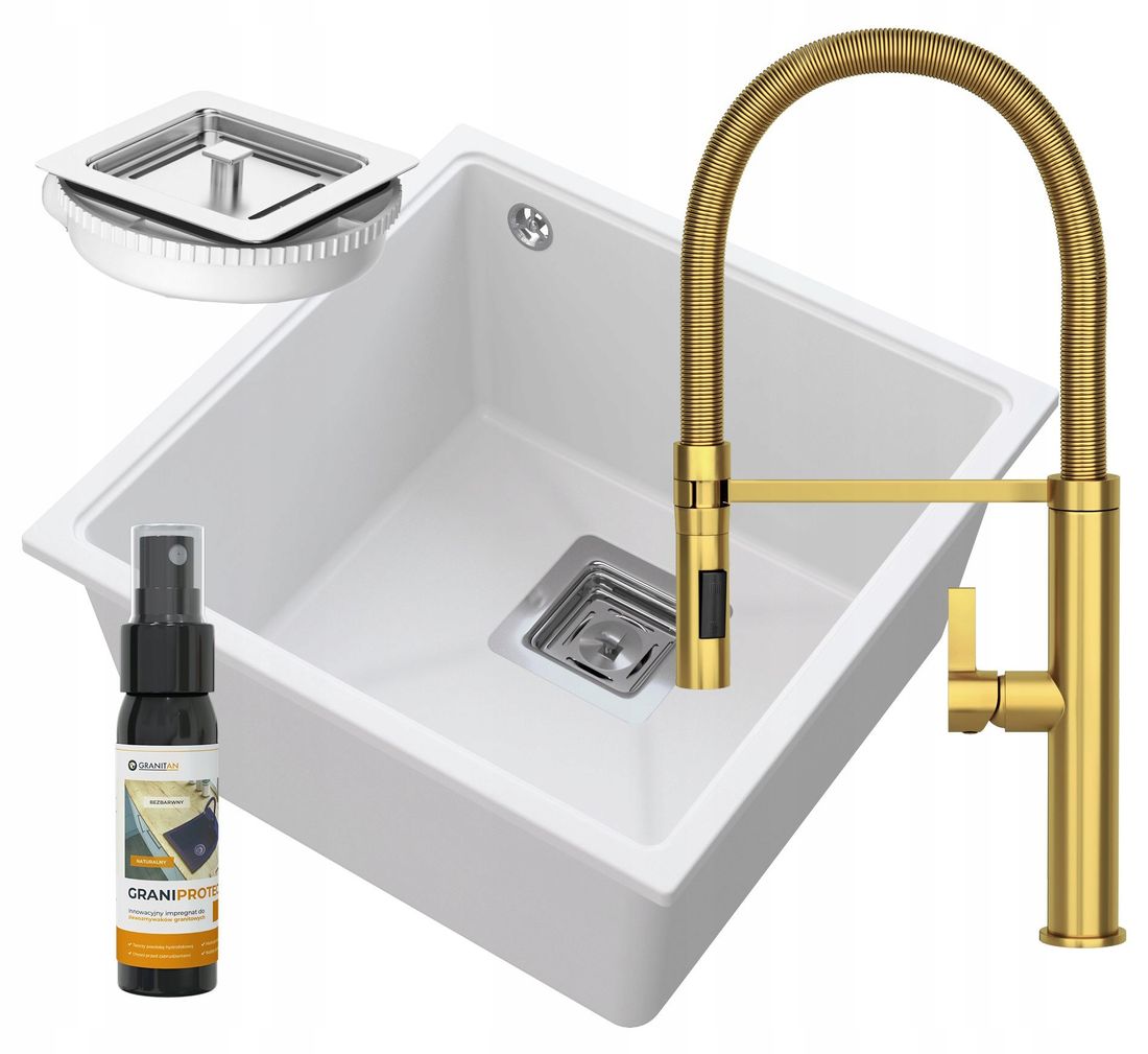 ZLEWOZMYWAK PODBLATOWY GRANIT KRAN NAPO ZESTAW - ERLI.pl