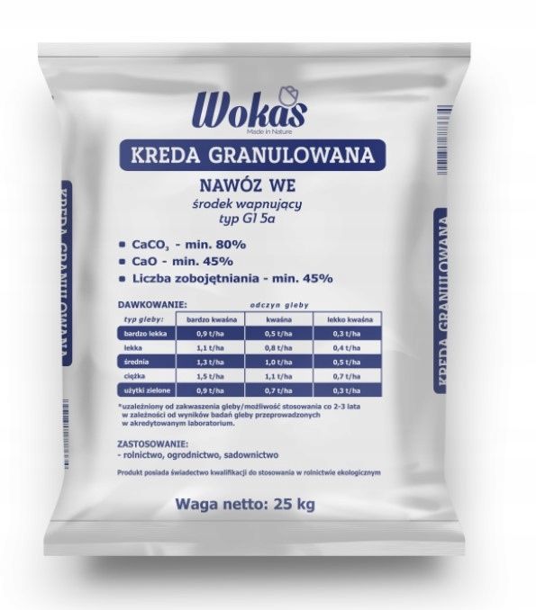 KREDA NAWOZOWA 25 KG GRANULOWANA WAPNO ODKWASZA – 135331422 - ERLI.pl