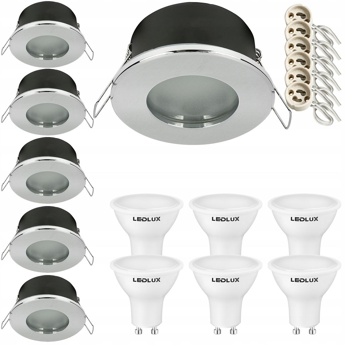 6x Oprawa hermetyczna IP44 +LED GU10 10W podbitka - ERLI.pl