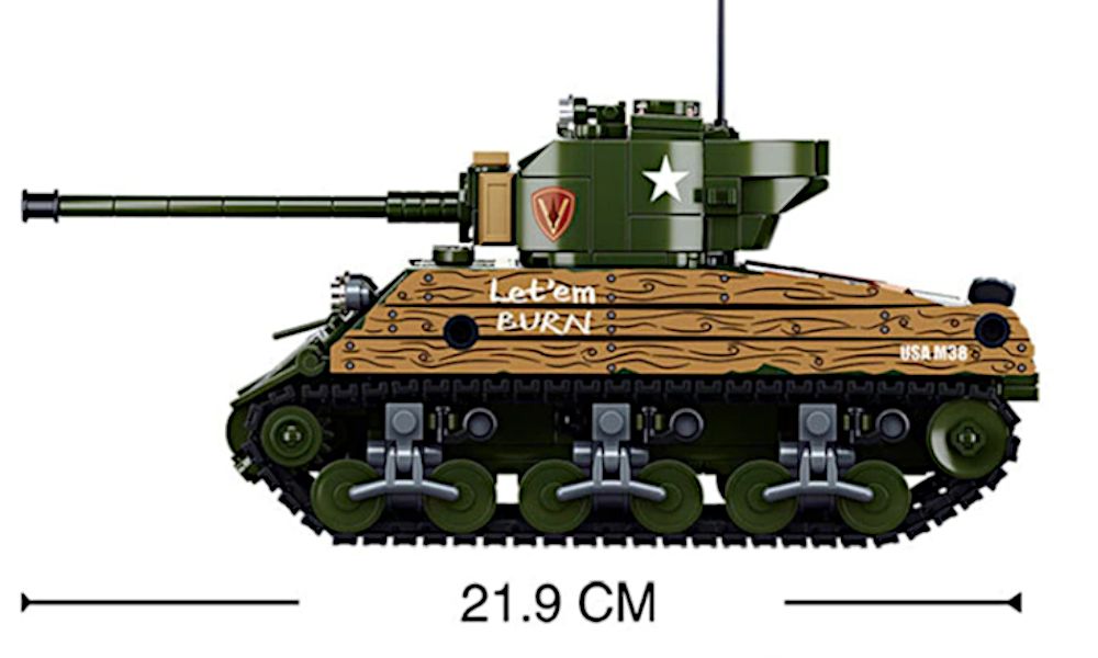 Klocki CZOŁG Amerykański SHERMAN +M3/M5 Stuart+3 Figurki - ERLI.pl