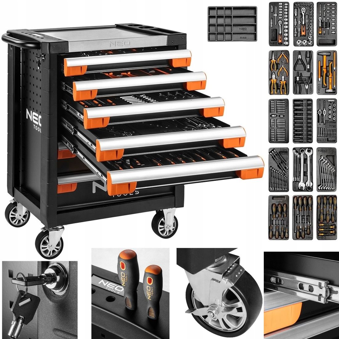 NEO 84-220+G Wózek Szafka warsztatowa 7 szuflad – 135520687 - ERLI.pl