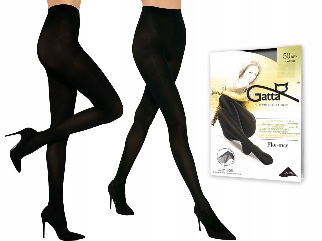 Gatta rajstopy 3D Florence, 50 den lycra nero 5-XL - ERLI.pl