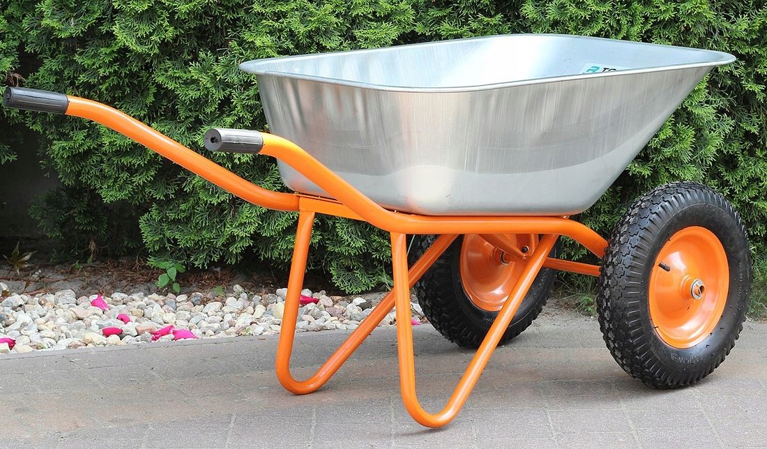 Taczka Dwukołowa Ogrodowa Ocynkowana Tłoczona 100L / 140L Summer Garden ...