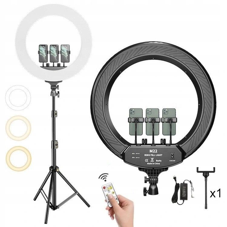 Lampa pierścieniowa RING LED Duża 45cm Statyw 200W - ERLI.pl