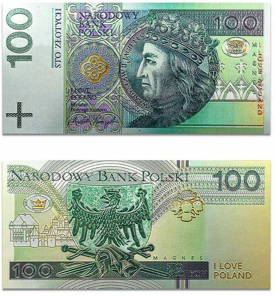 MAGNES 100 ZŁ BANKNOT PLN STO ZŁOTYCH NA PREZENT POLSKE PIENIĄDZE - ERLI.pl