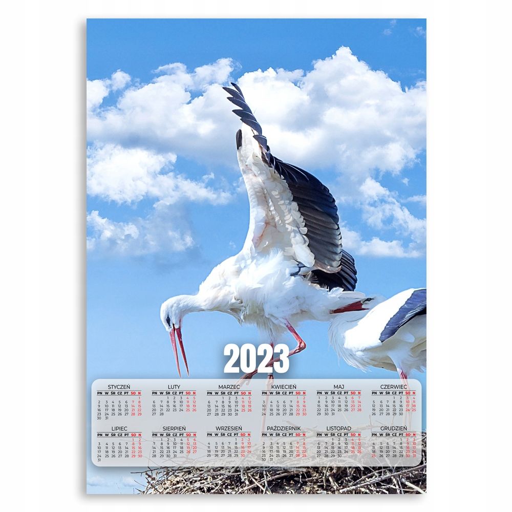 KALENDARZ na ŚCIANĘ 2023 ROK 50x70cm BOCIANY Wzory - ERLI.pl
