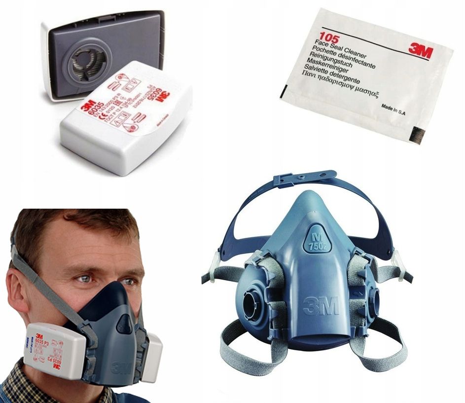 Maska Przeciwpyłowa 3M 7502+Filtry 6035 P3 Zestaw - ERLI.pl