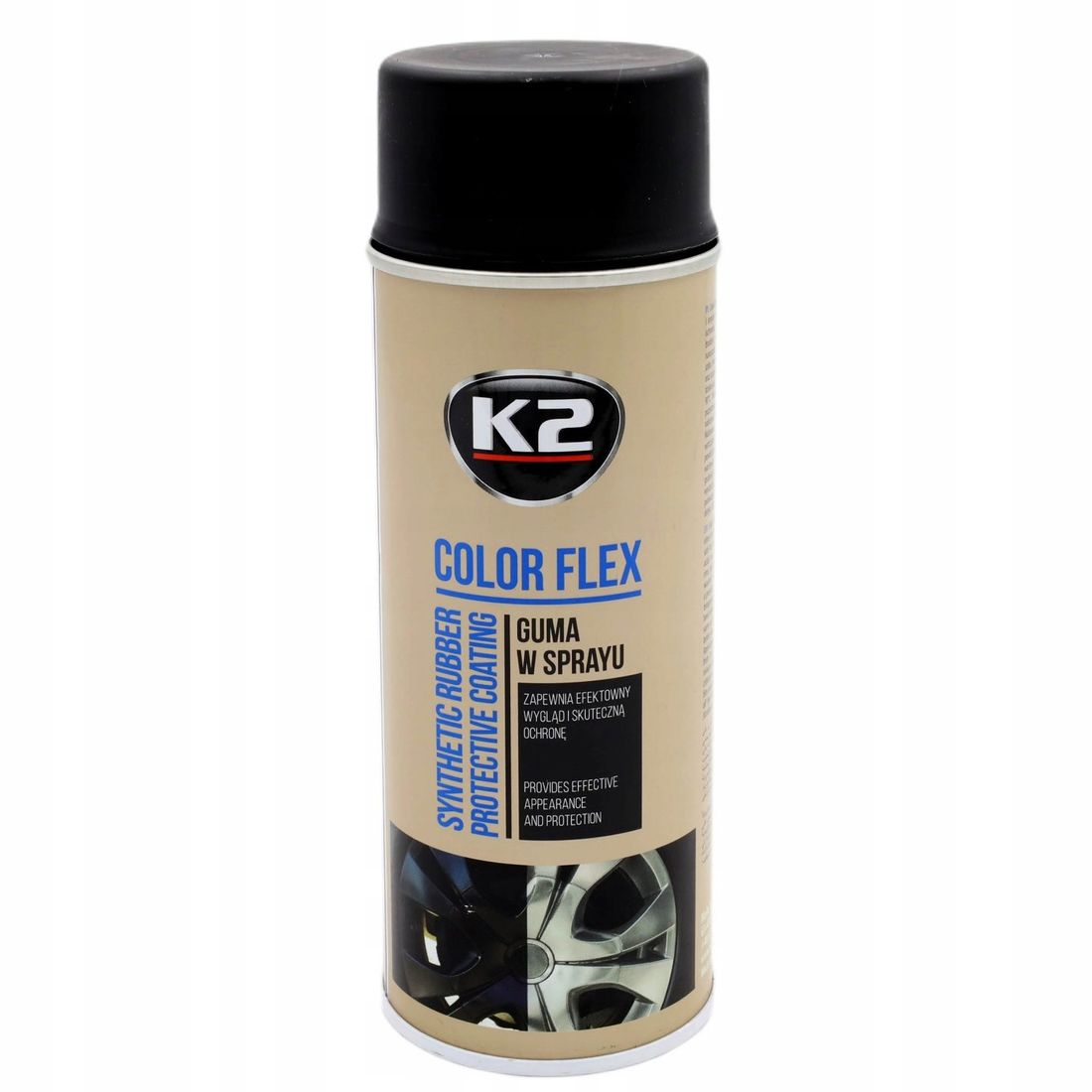 Guma w Sprayu K2 Color Flex Czarny Mat L343 400ml - ERLI.pl