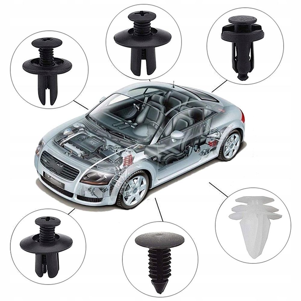 SPINKI KOŁKI KLIPSY SAMOCHODOWE DO AUTA TAPICERKI + 4 ŁYŻKI ŚCIĄGACZE ...