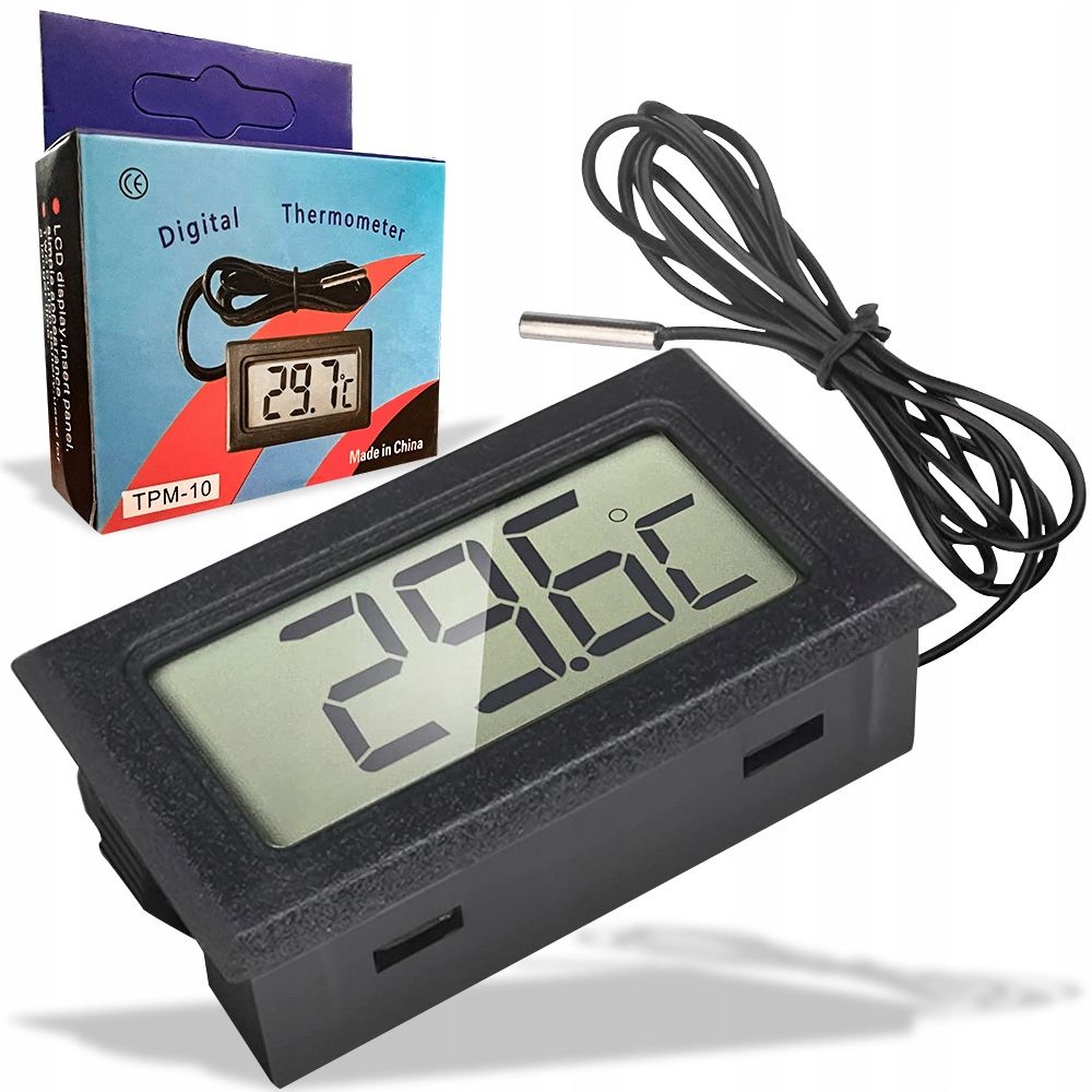TERMOMETR CYFROWY ELEKTRONICZNY PRECYZYJNY LCD Z SONDĄ DO AKWARIUM LODÓWKI - ERLI.pl