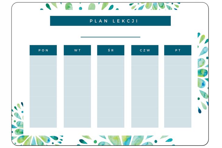 PLAN LEKCJI, ZAJĘĆ TABLICA MAGNETYCZNA NA LODÓWKĘ - ERLI.pl