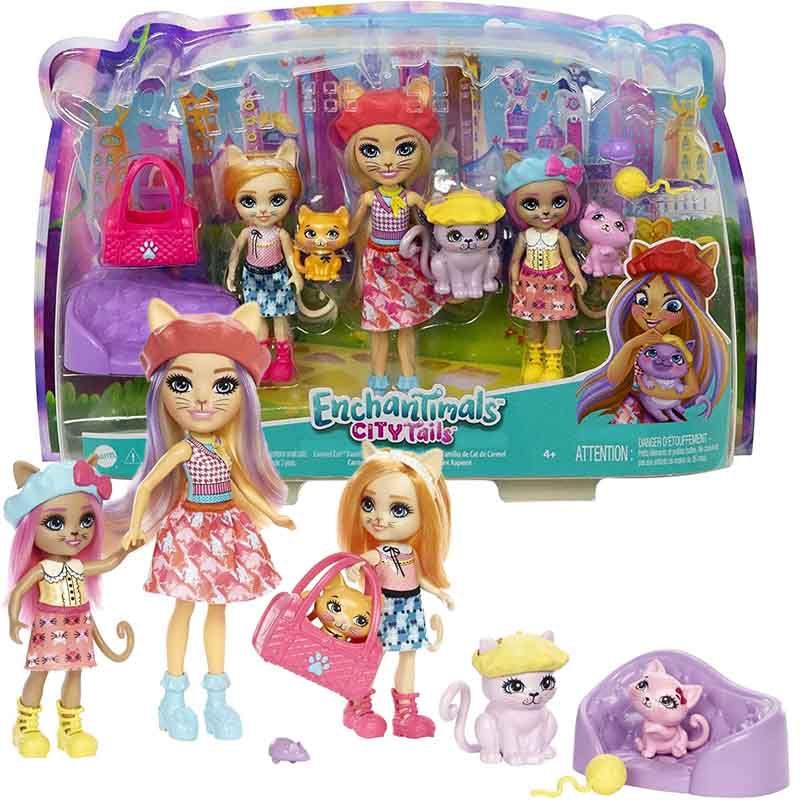 ENCHANTIMALS LALKA RODZINA KOTKÓW 3 Lalki + Kotki - ERLI.pl