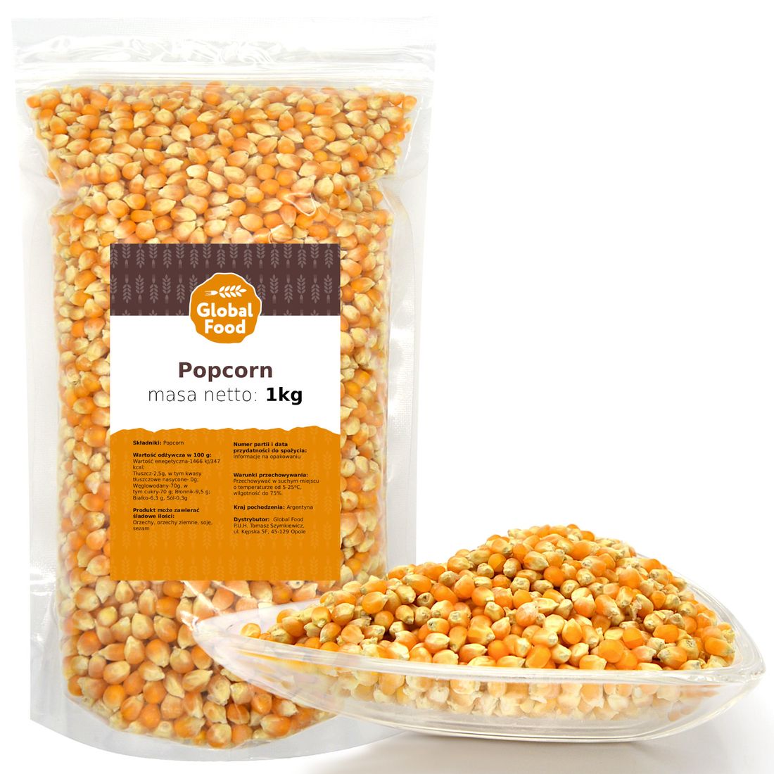POPCORN KUKURYDZA ZIARNO 1kg 1000G - ERLI.pl
