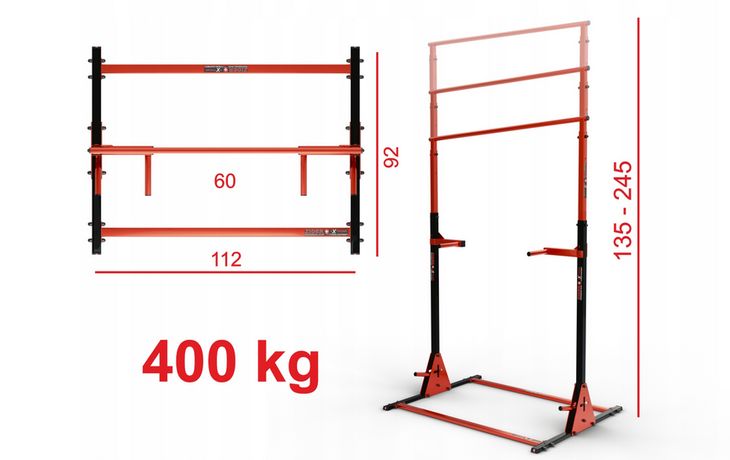 DRĄŻEK STACJONARNY DO PODCIĄGANIA +DIP 300kg ZIDER - ERLI.pl