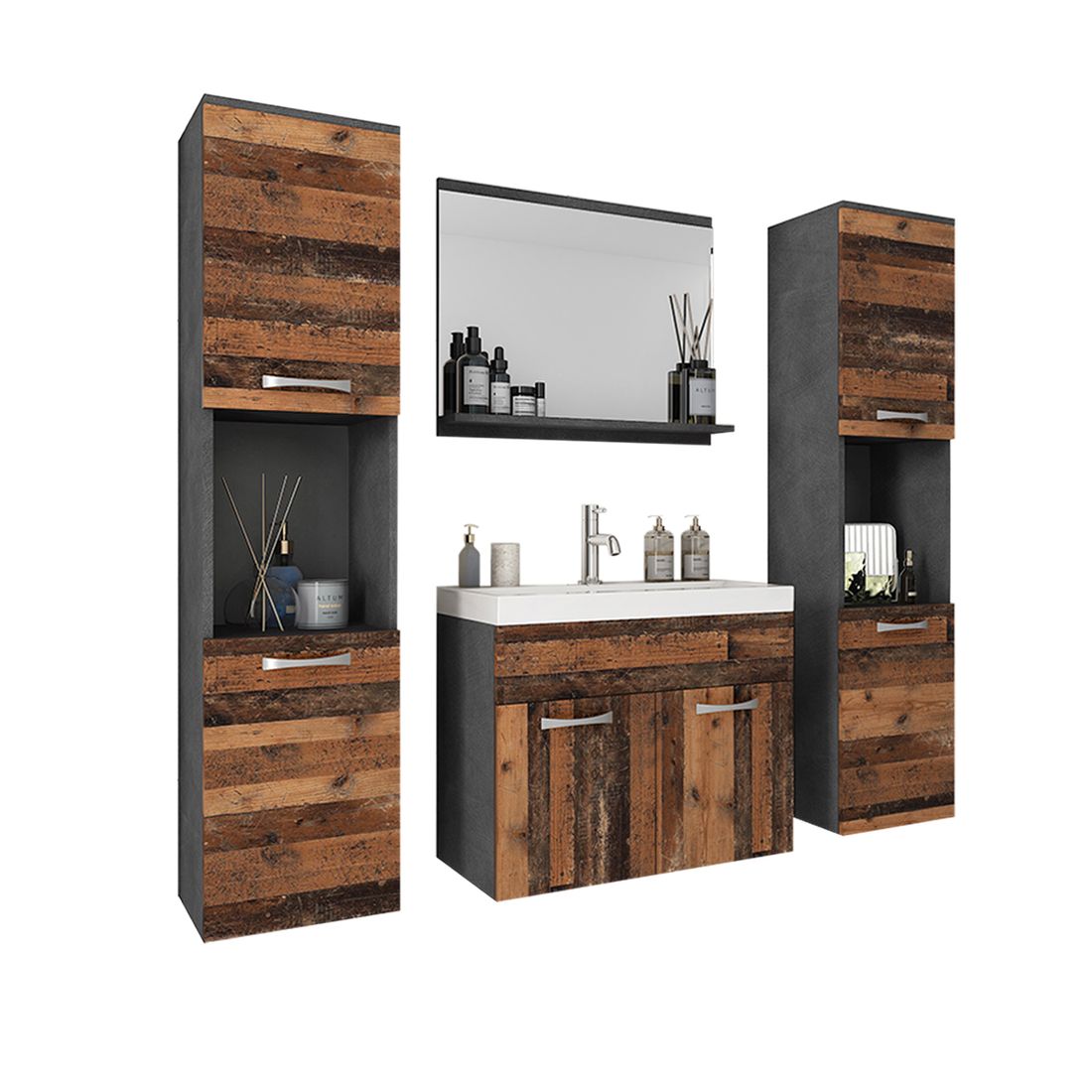 ŁAZIENKA zestaw MEBLI łazienkowych z umywalką Montreal XL - ERLI.pl