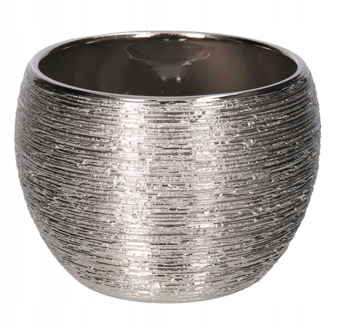 DONICZKA OSŁONKA CERAMICZNA SREBRNA DONICZKI - ERLI.pl