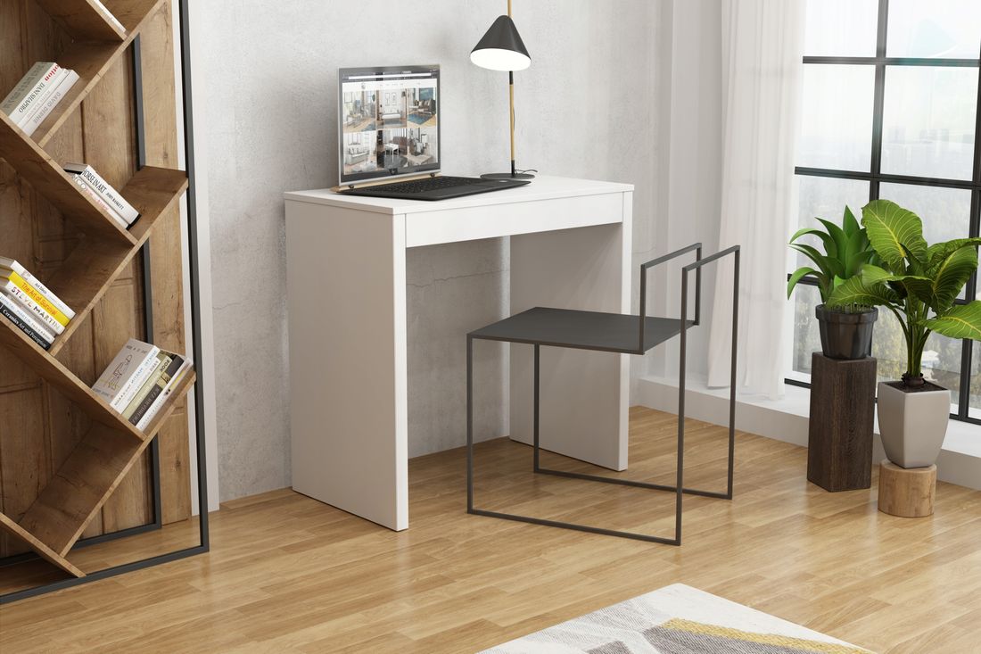 Tanie małe biurko toaletka 80 cm sonoma biały - ERLI.pl