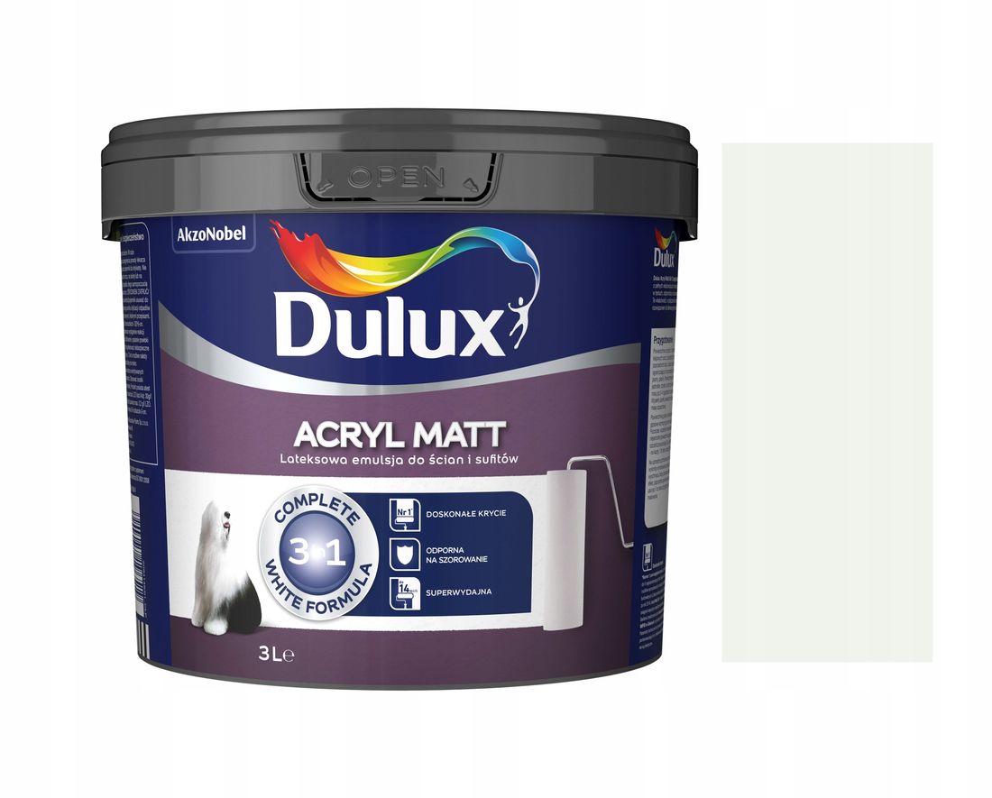 DULUX FARBA ACRYL MATT MATOWA BIAŁA 3L – 136981749 - ERLI.pl