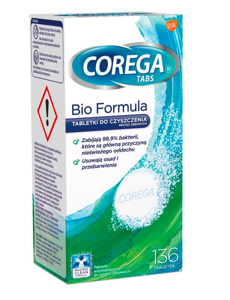 Corega Tabs Bio Formula tabletki do czyszczenia protez zębowych 136 ...