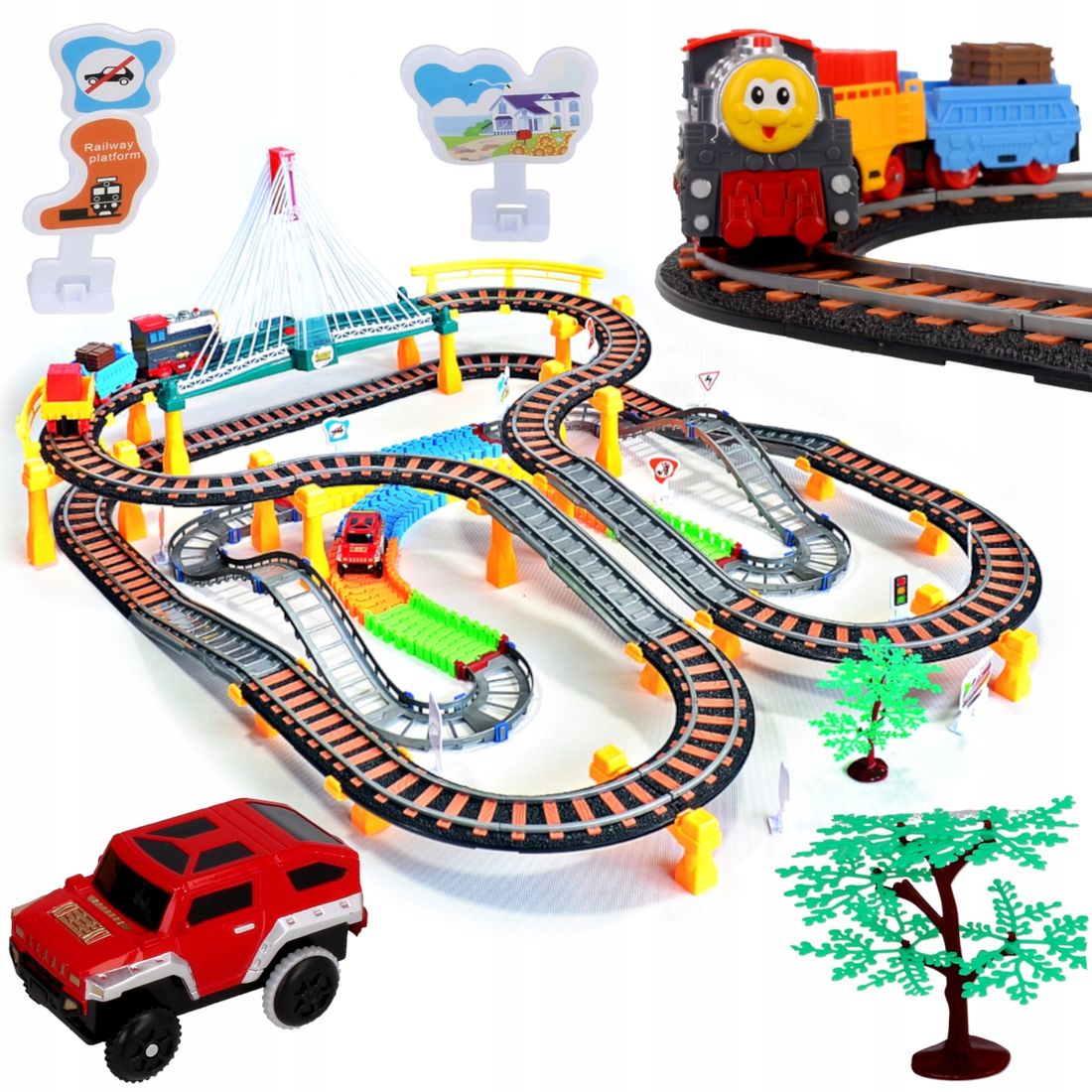 OGROMNA KOLEJKA elektryczna TOR SAMOCHODOWY + AUTO - ERLI.pl