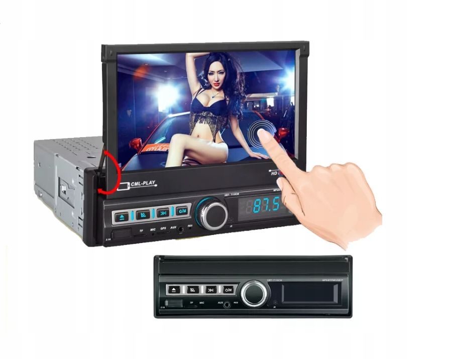 Radio Samochodowe 1DIN 7'BT USB AUX WYSUWANY EKRAN – 137230571 - ERLI.pl