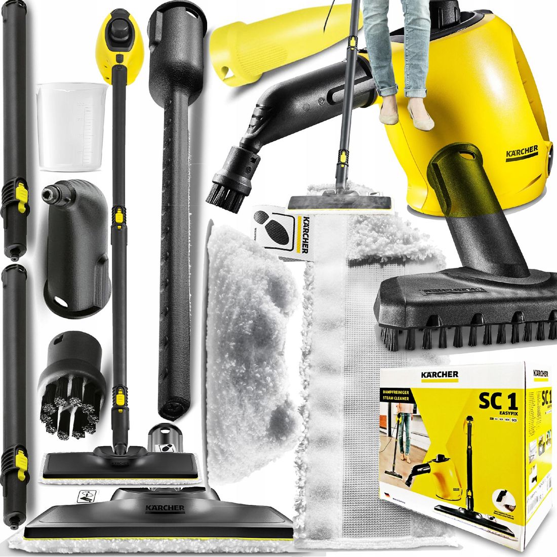 KARCHER SC 1 PAROWNICA MOP PAROWY ZESTAW DO UBRAŃ - ERLI.pl