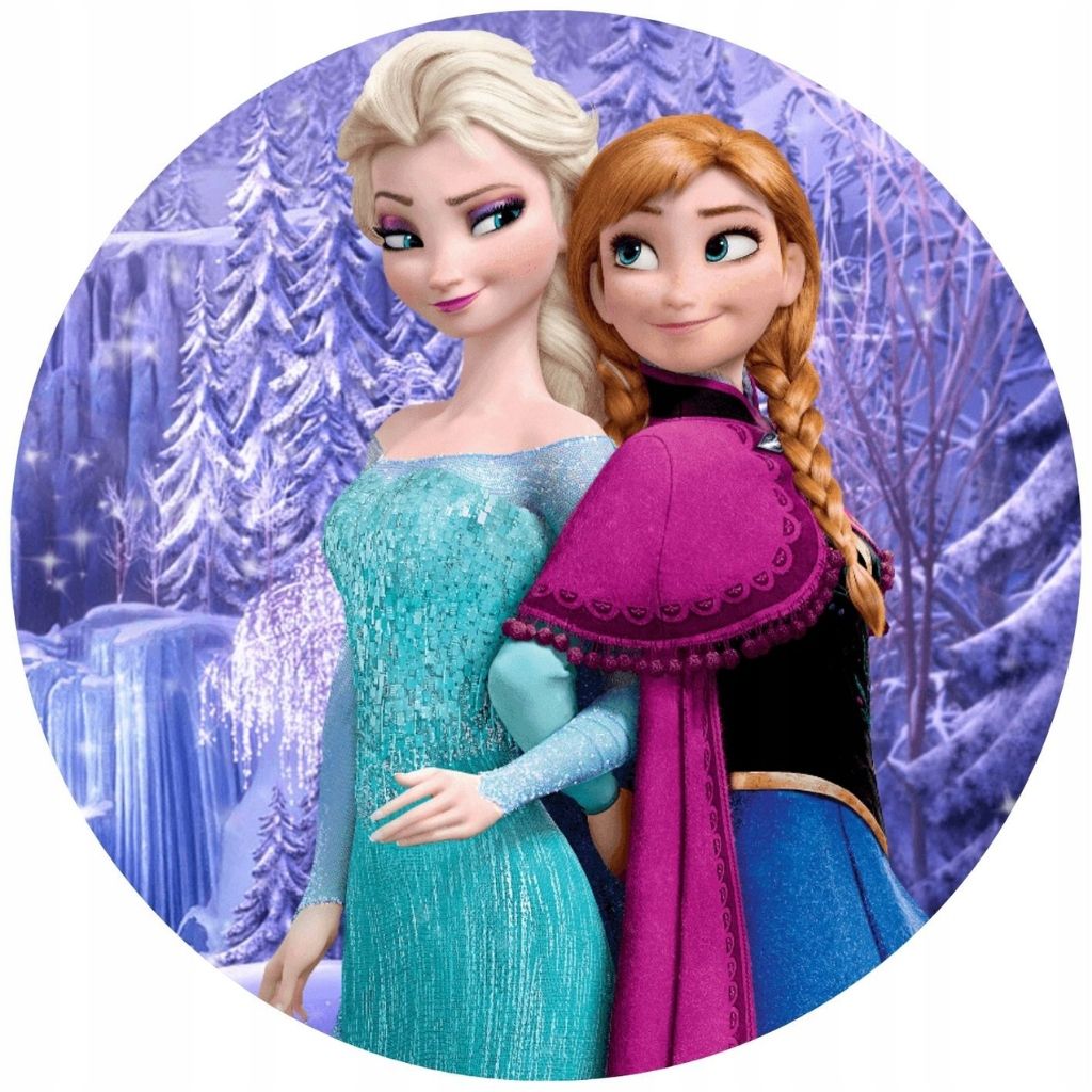OPŁATEK NA TORT OKRĄGŁY 20 CM FROZEN ELSA ANNA - ERLI.pl