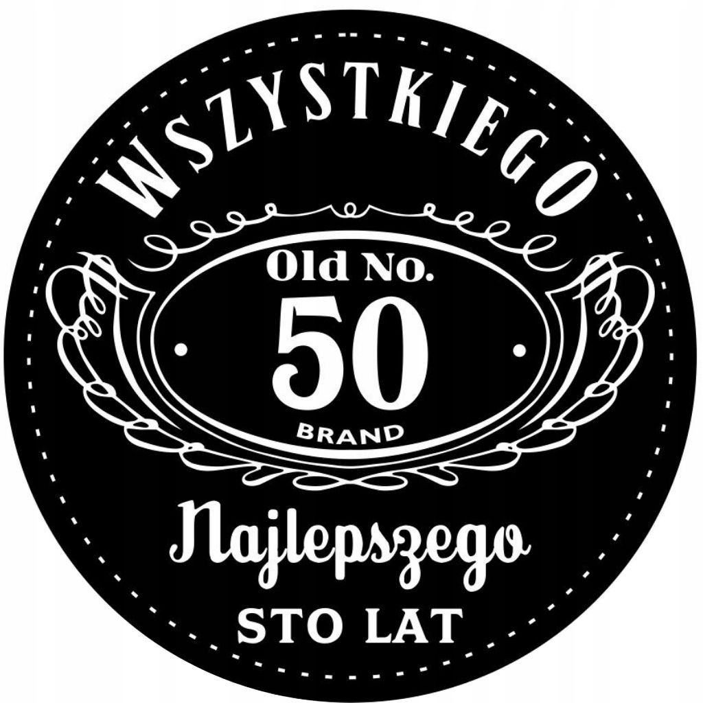 OPŁATEK NA TORT 20CM URODZINOWY MĘSKI 50 LAT NAPIS - ERLI.pl