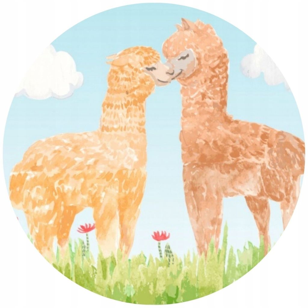 OPŁATEK NA TORT 20CM ALPAKA LAMA MIŁOŚĆ TWÓJ NAPIS - ERLI.pl