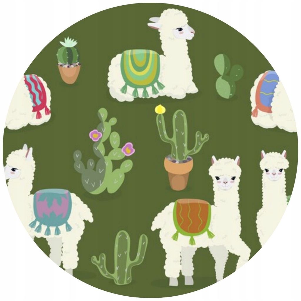 OPŁATEK NA TORT 20CM ALPAKA LAMA ROCZEK TWÓJ NAPIS - ERLI.pl